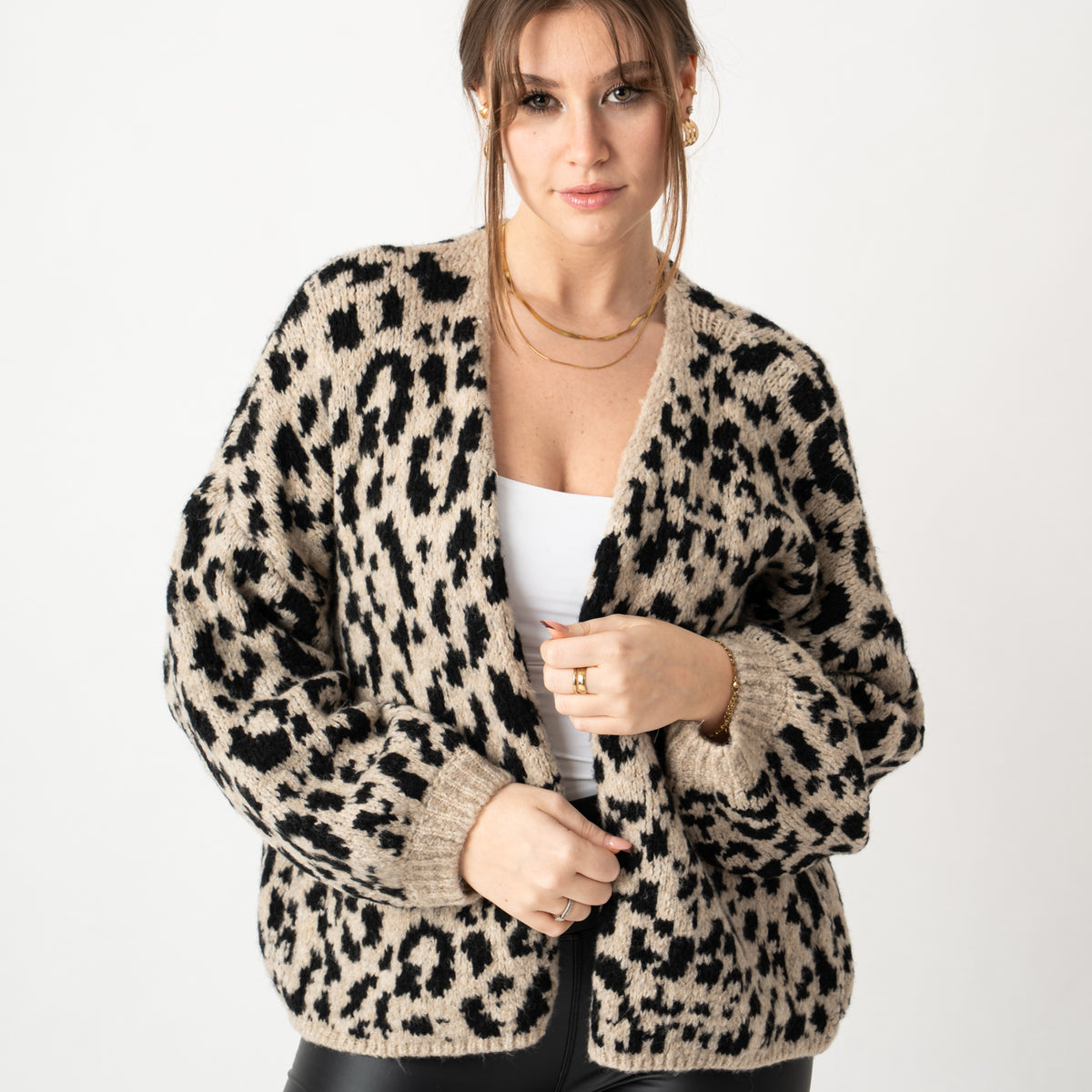 Leo Knit Cardigan - Taupe/Schwarz – Highs